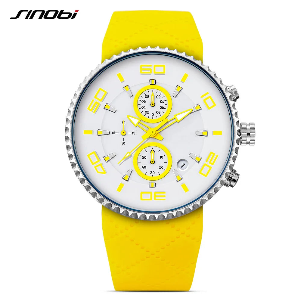 Sinobi Chronograph Sports Watch for Men – Waterproof Silicone Strap Qu – bshopy.in