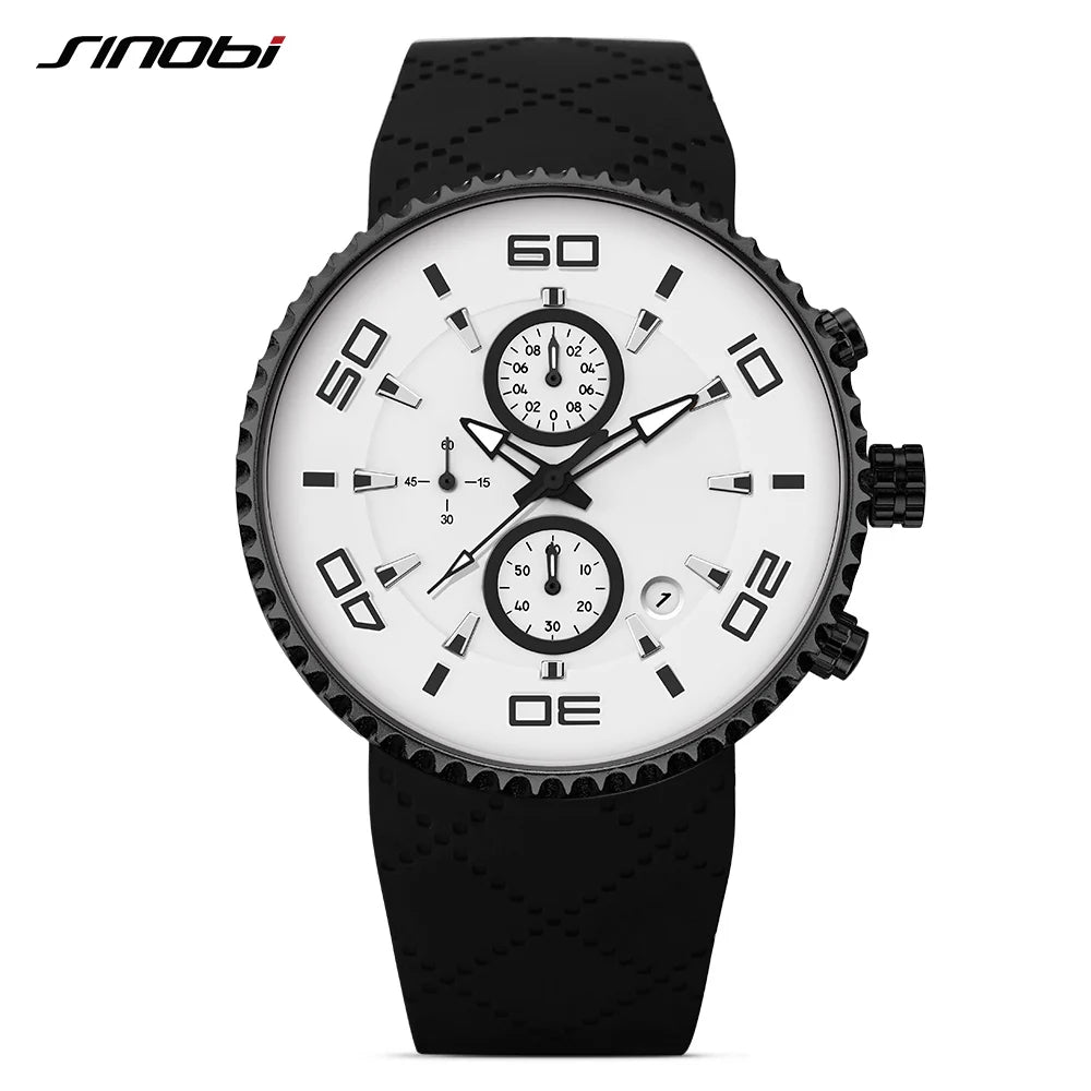 Sinobi Chronograph Sports Watch for Men – Waterproof Silicone Strap Qu – bshopy.in