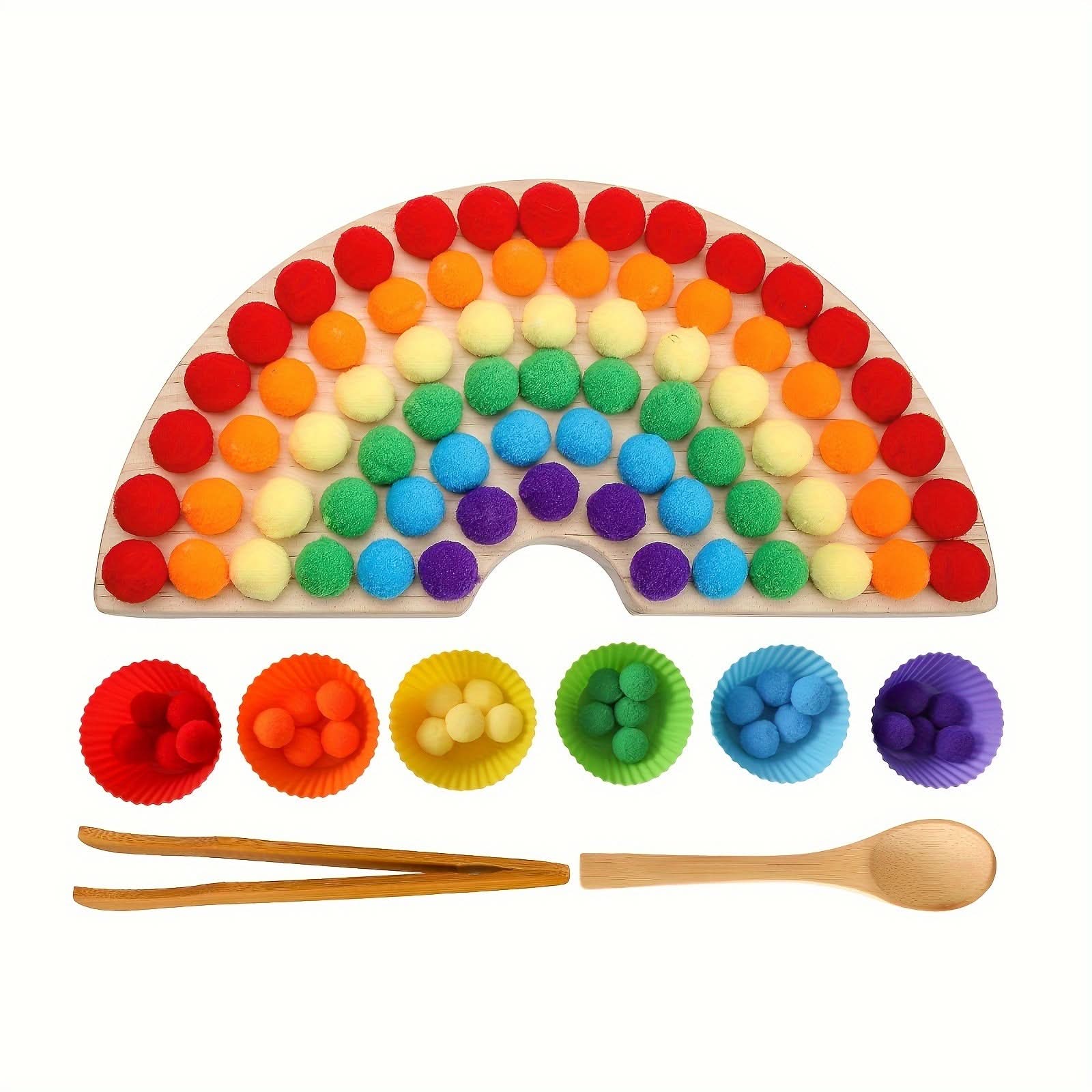 Wooden Color Sorting Peg Board Game – Bead Counting and Matching Toy f ...
